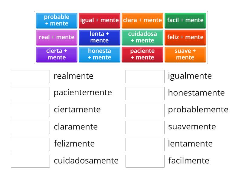 Sufijos - mente - Match up