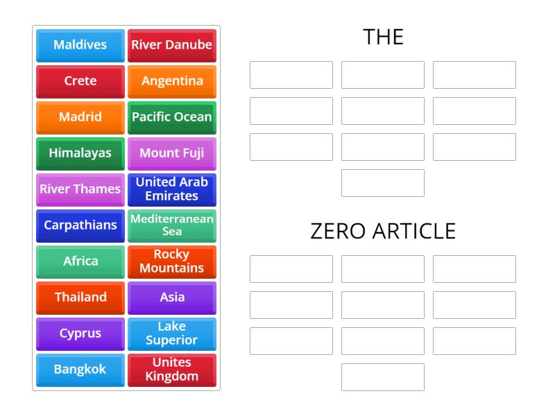 The with Geographic names 8 клас - Group sort