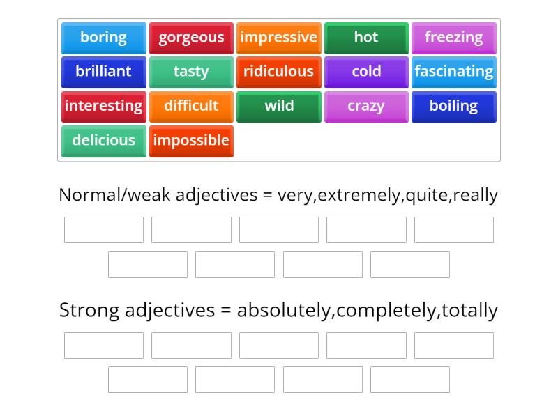 Strong/weak adjectives - Group sort