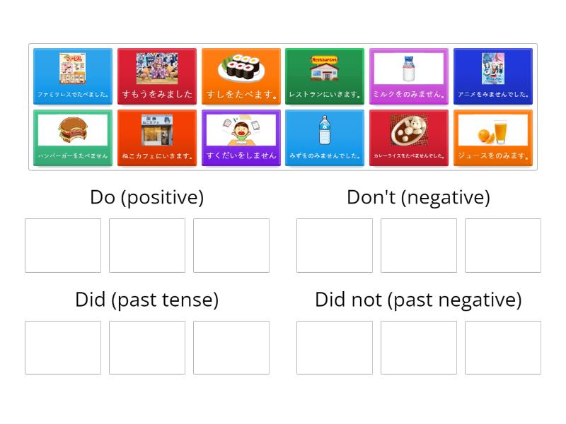 Verb Tenses Review: Japanese verb sort - Group sort