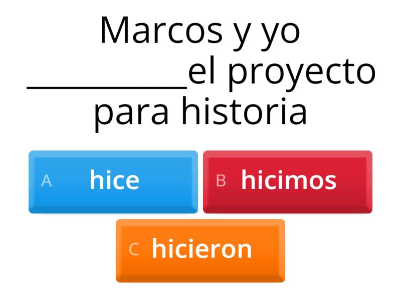 Preterito Verbos Irregulares 2 - Quiz