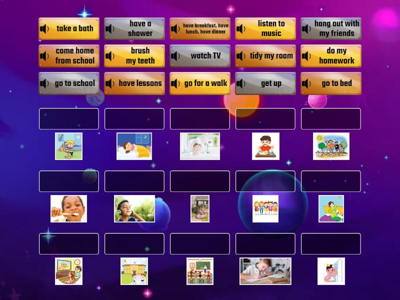 Daily routines matching game - Match up