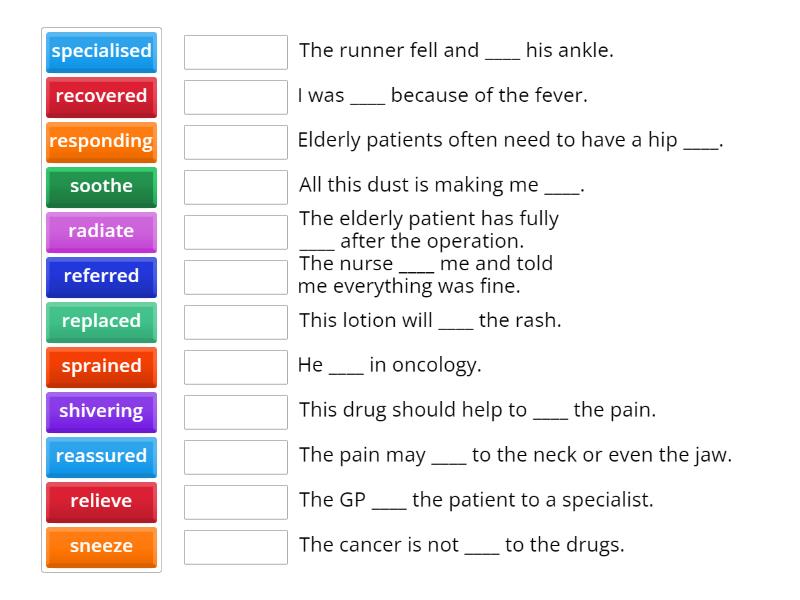Medical verbs (4) - Match up