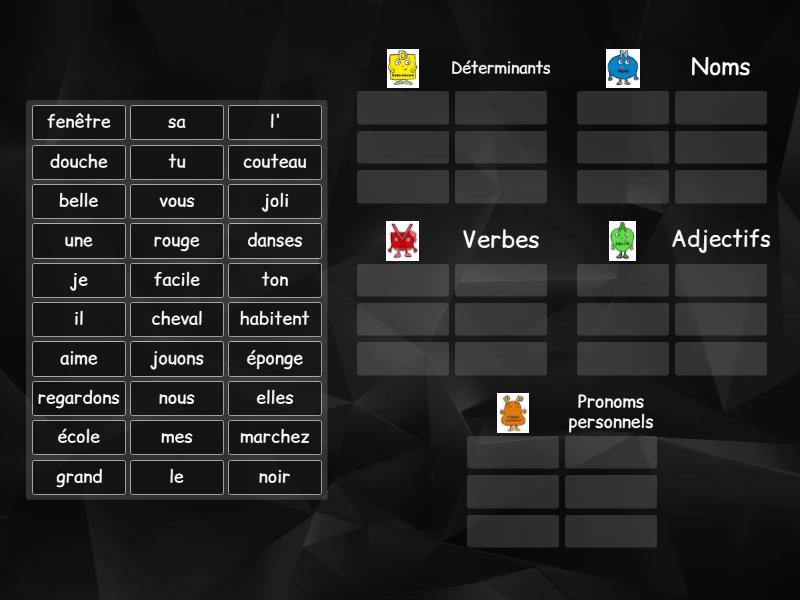 Nature des mots - Group sort