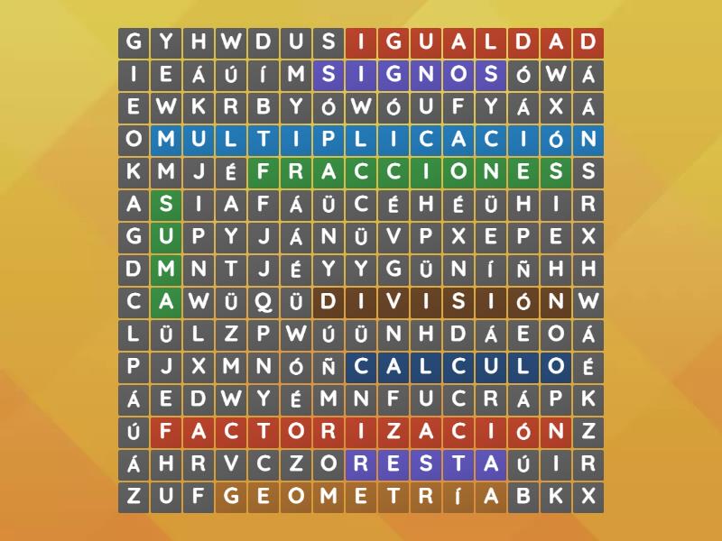 Matematicas - Sopa de letras