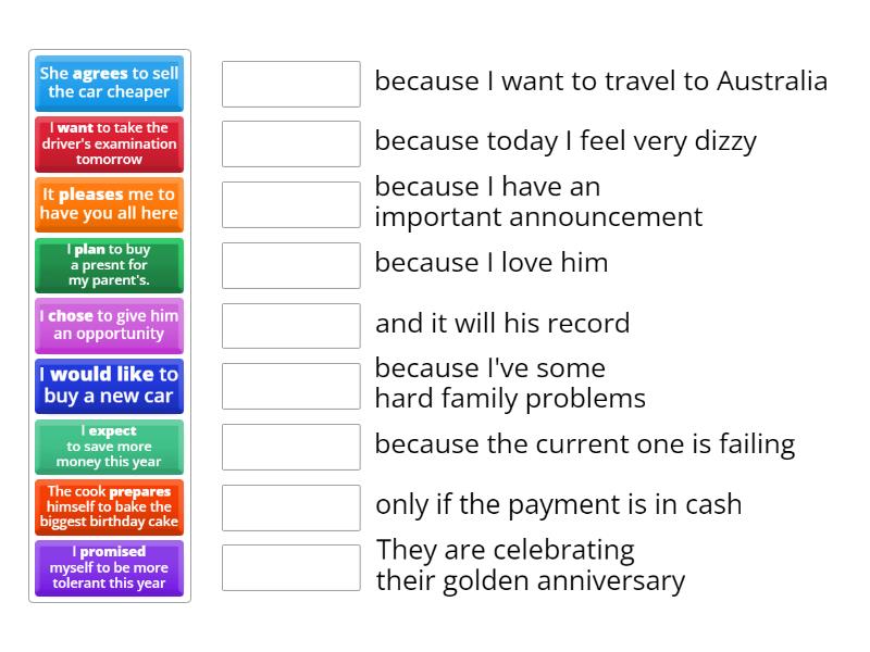 INFINITIVE MATCHING - Match up