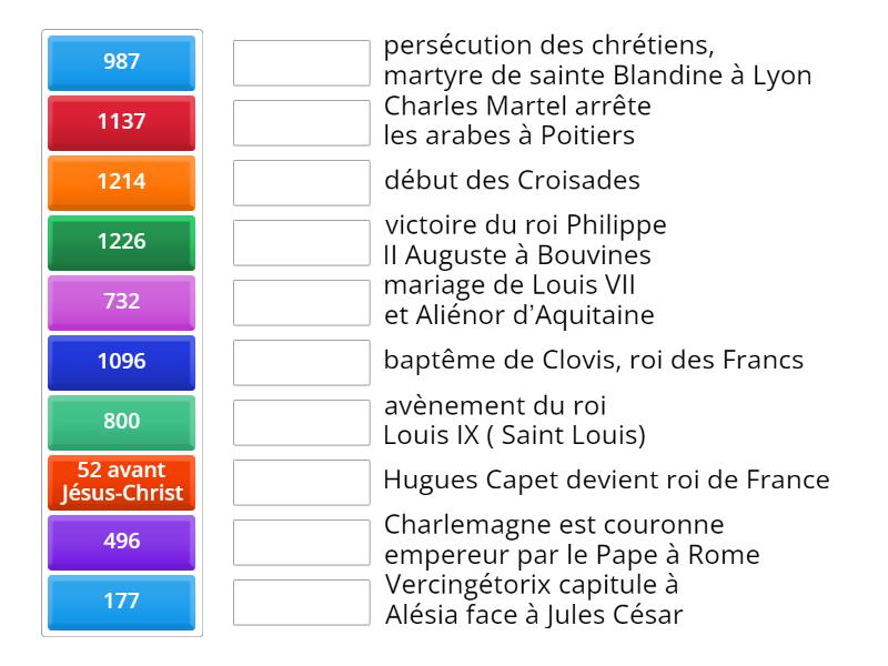 dates historiques - Match up