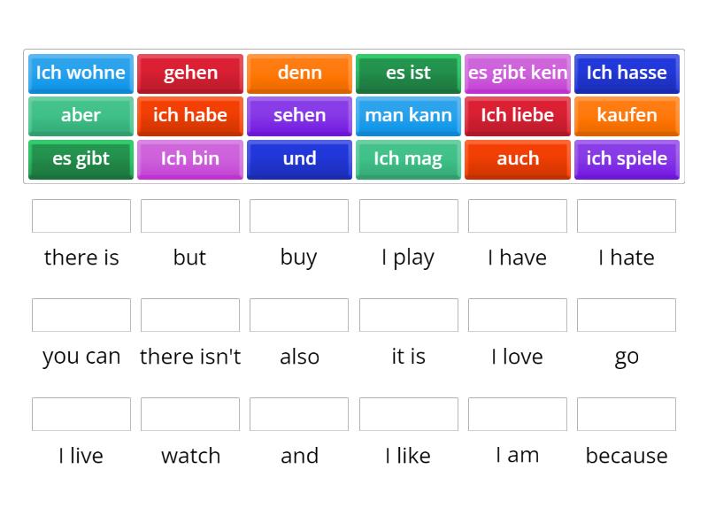 Revision - Key words - Match up