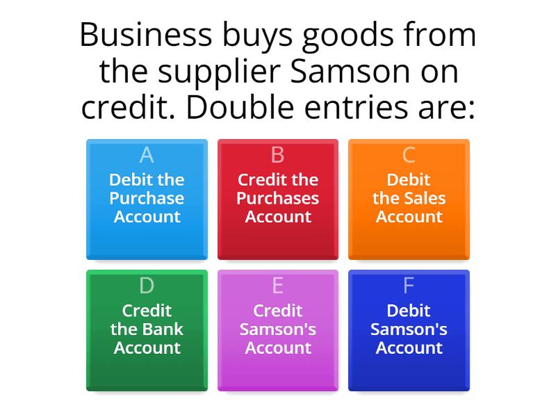 Double Entry Credit Purchases and Sales starter 2 - Quiz