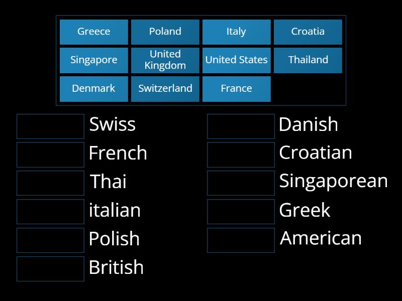 Countries - Match up