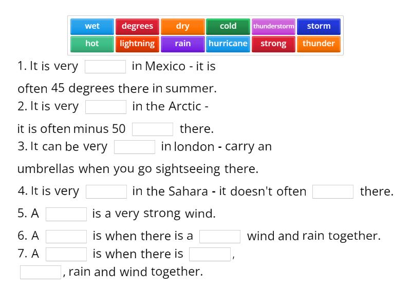 Weather - Complete the sentence