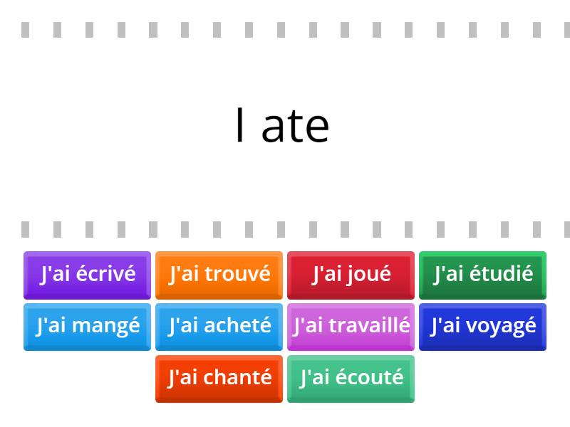 Le passe compose - past tense (avoir + er verbs) - Find the match