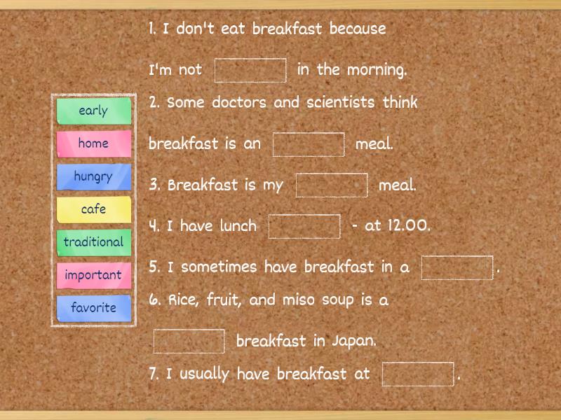 Breakfast Vocabulary - Complete the sentence