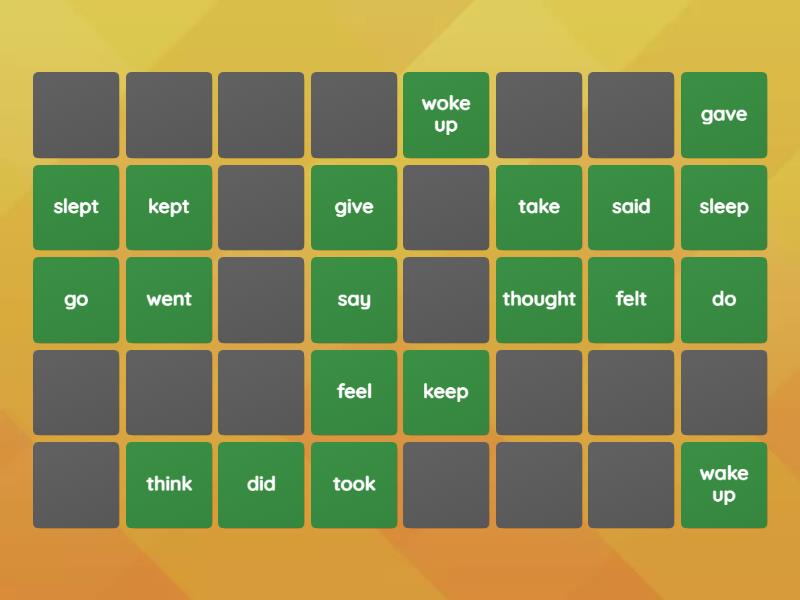 irregular verbs rap - Matching pairs