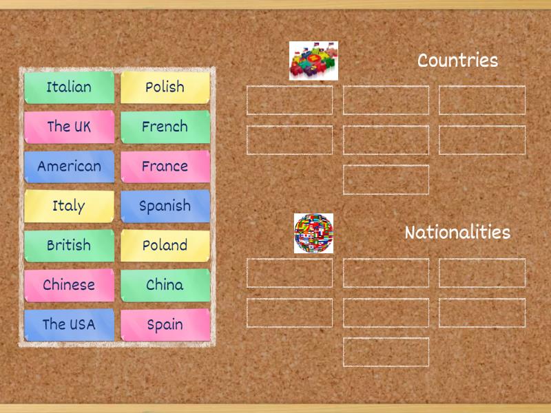 GG 1 Unit 1 (Countries and nationalities) Test - Group sort