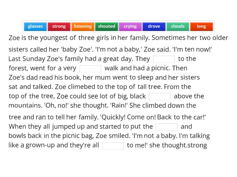 Movers Reading p3 - Complete the sentence