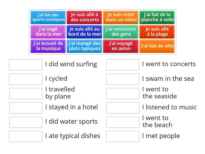 Past tense holiday activities - Match up