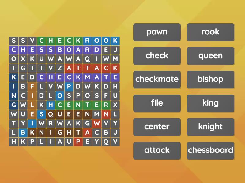 ME2a Chess Vocabulary - Wordsearch