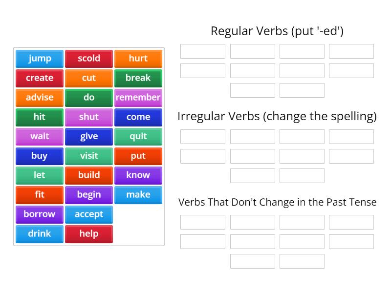 Categorize the following verbs - Group sort