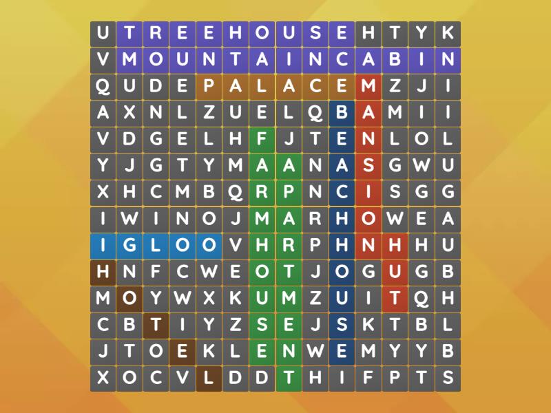 TYPES OF HOUSES - Wordsearch