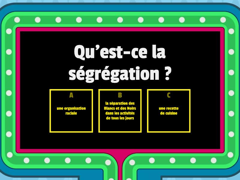 Segregation QUIZ - Gameshow quiz