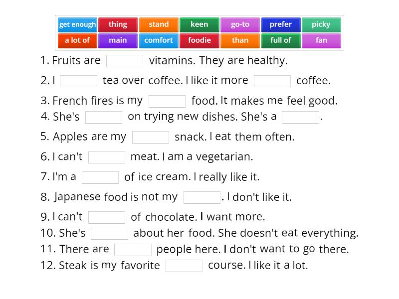 Eating habits revision - Complete the sentence