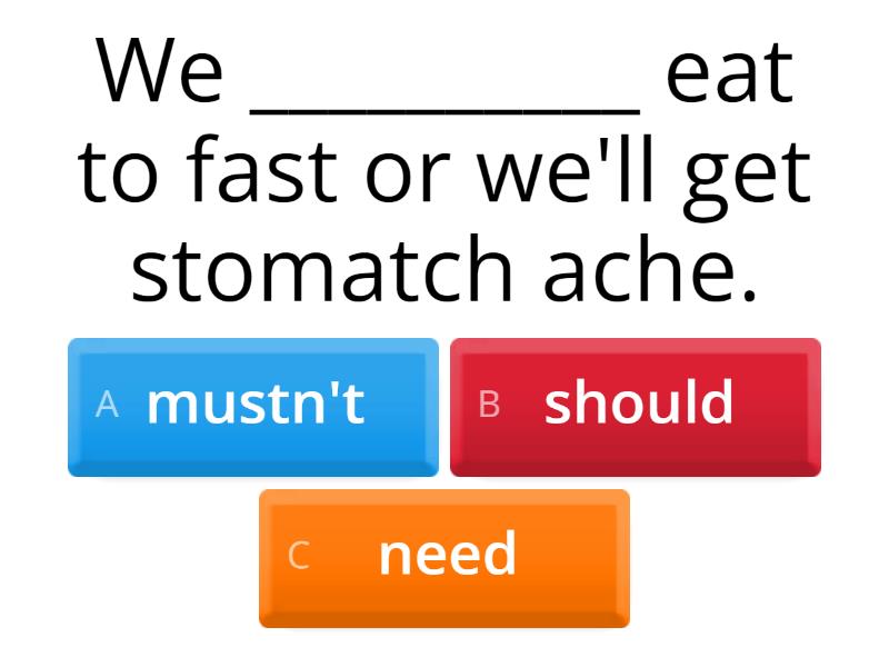 Need/ Should/ Mustn't - Quiz