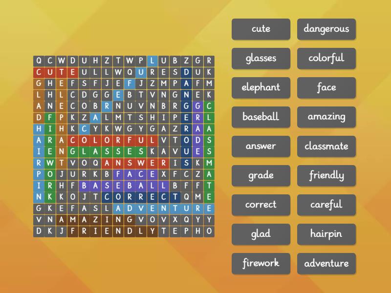 grade 1: Word search (chap1) - Wordsearch