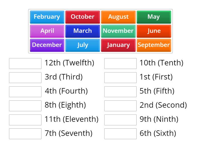 Months and Dates - Match up