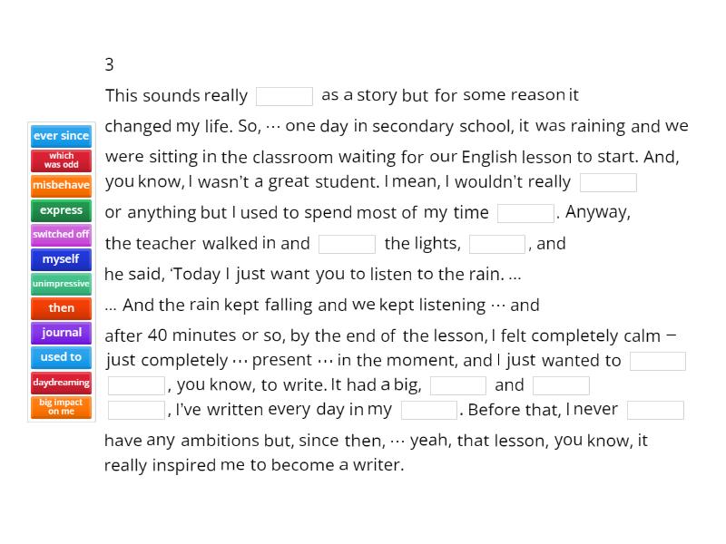 Roadmap B2 1B Listening Part 3 - Complete the sentence