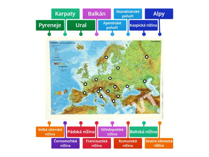 POVRCH EVROPA - Labelled diagram