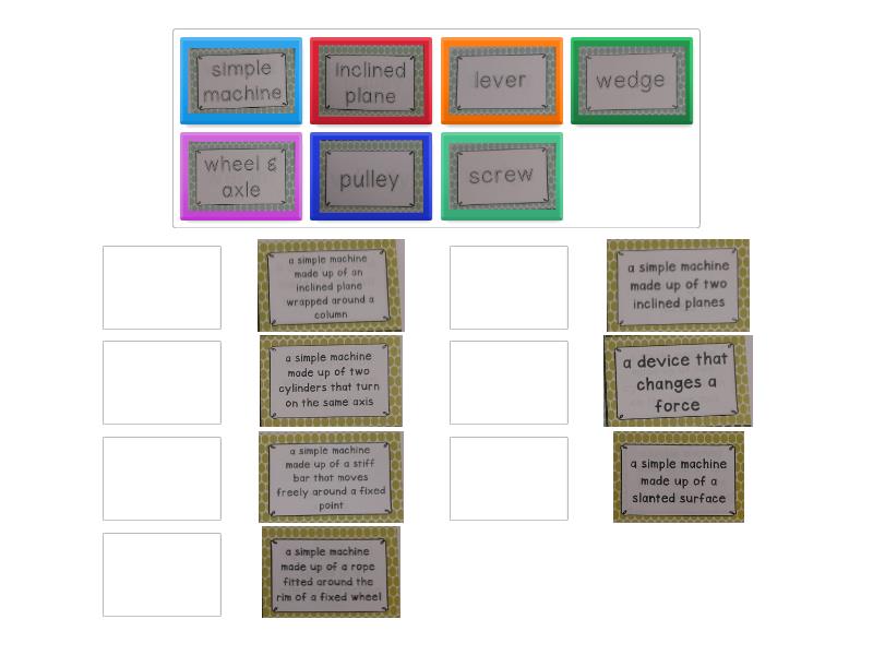 Simple Machines Vocabulary - Match up