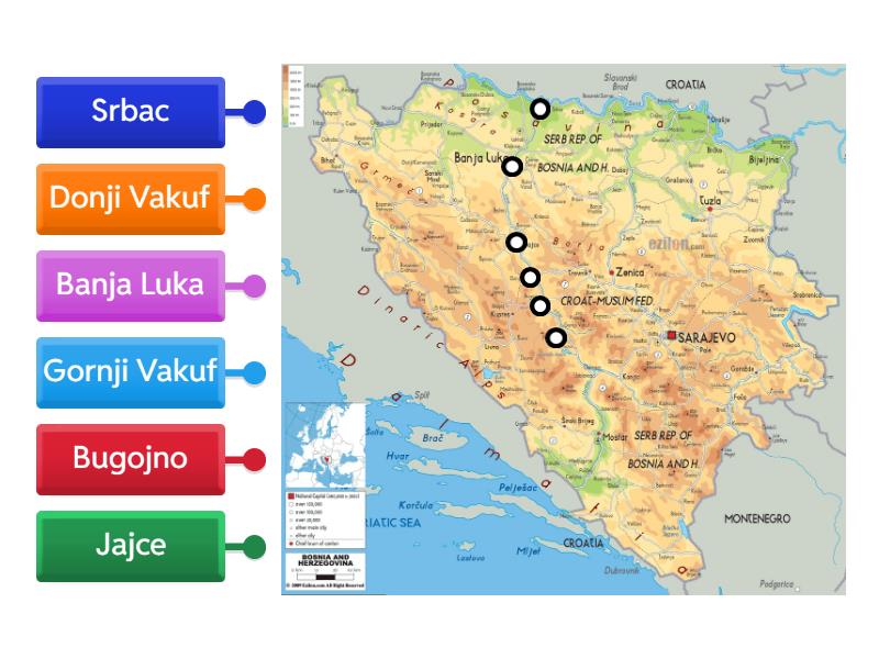 Gradovi na rijeci Vrbas - Slika s oznakama