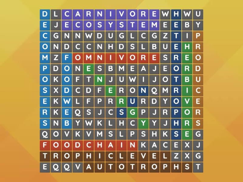 Food Chain and Food Web - Wordsearch