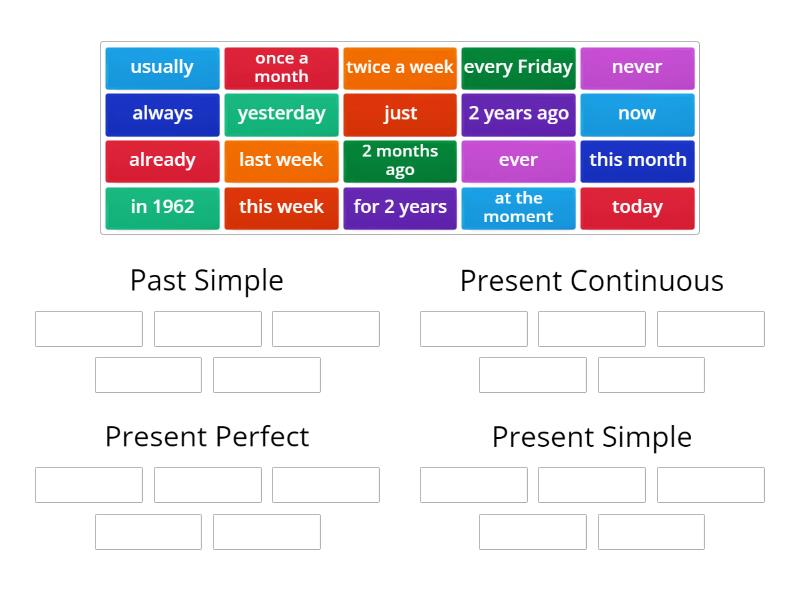 Tenses - Time Markers - Group sort