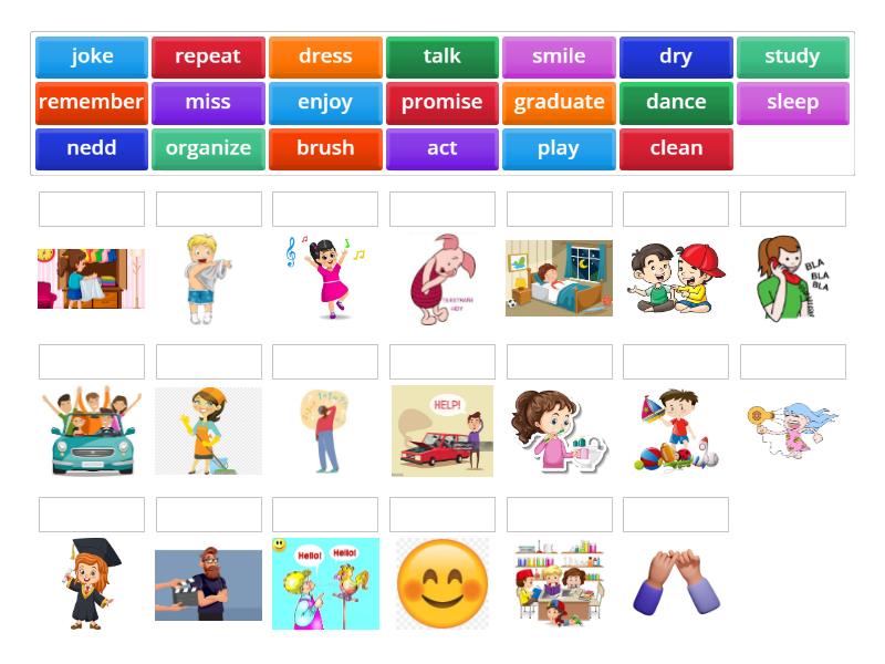 Join the verbs with the correct picture. Verbs in simple past - Associação