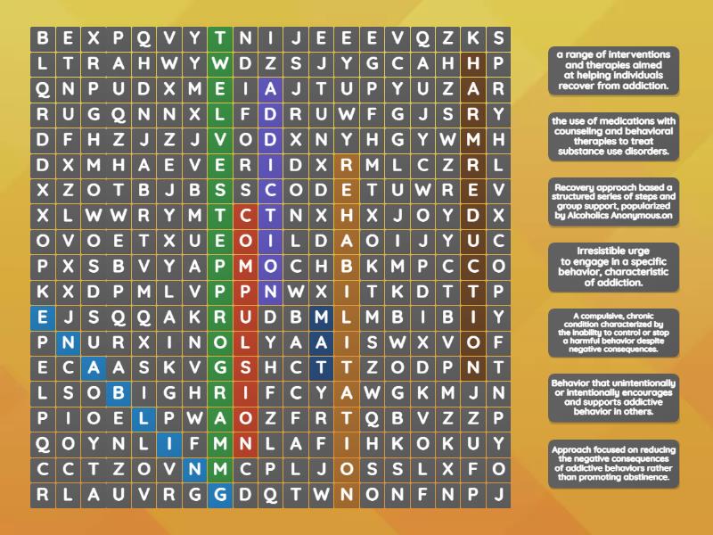Addiction words - Wordsearch