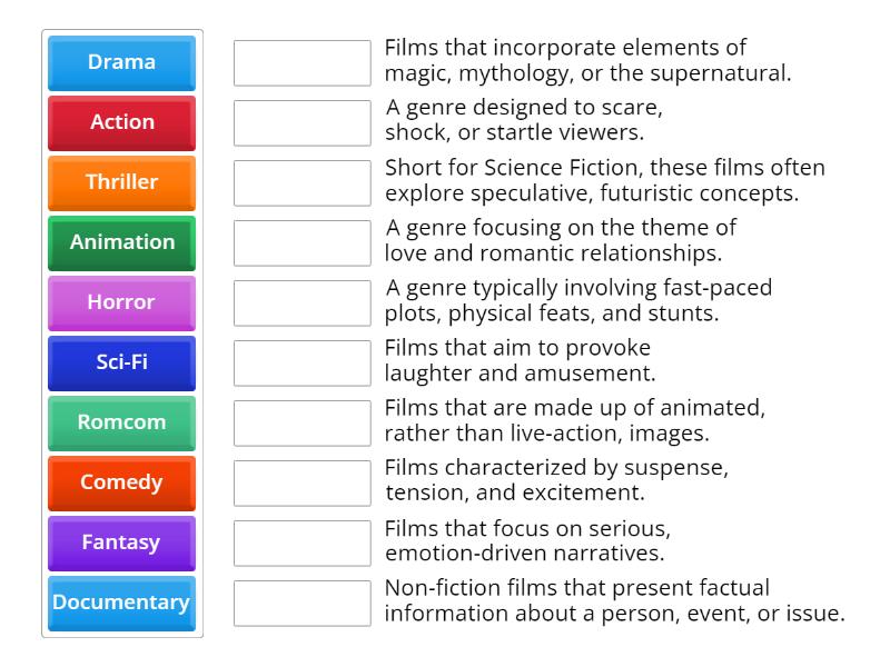 types of films_definitions - Match up