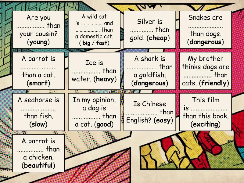 COMPARATIVE DEGREE OF ADJECTIVE - PRACTICE - Flip tiles