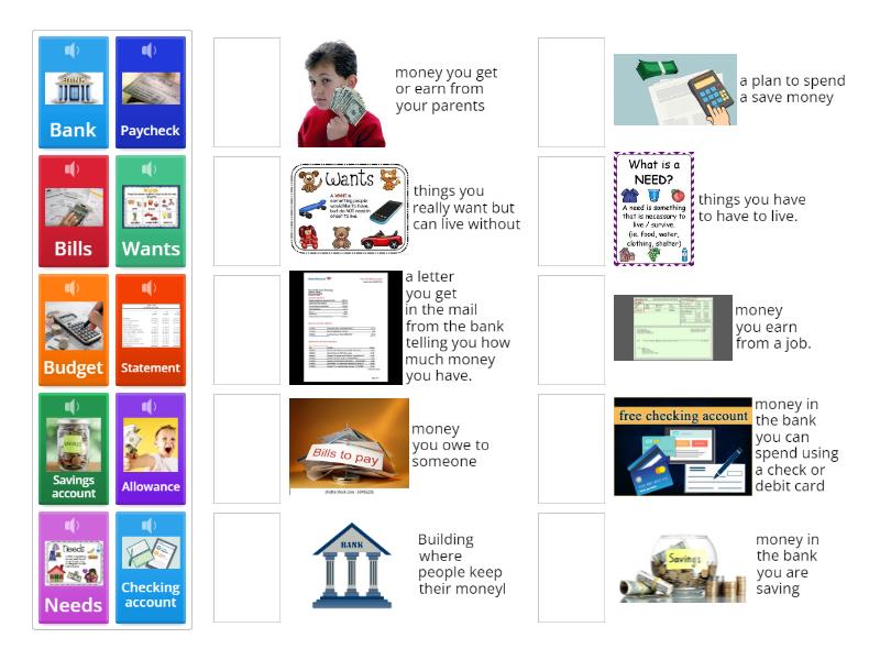Budget Vocabulary - Match up