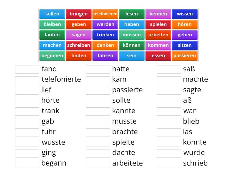 Präteritum üben 2 - Match up