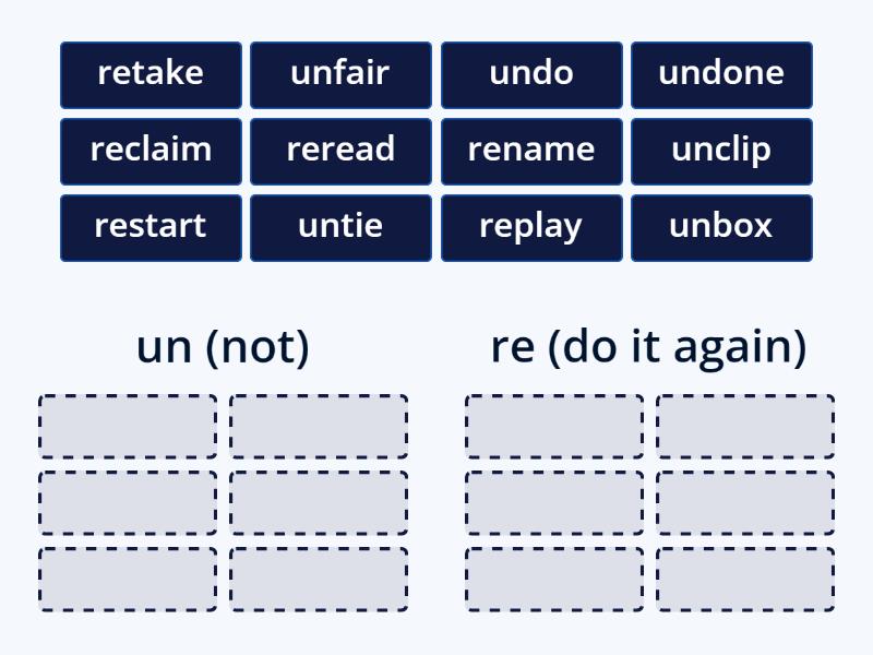 un and re prefix - Group sort
