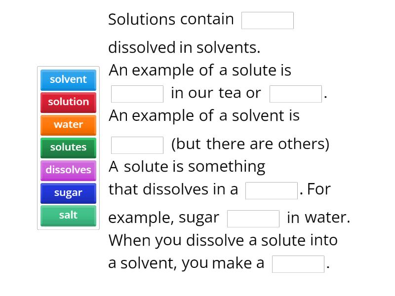 Solutions - Complete the sentence