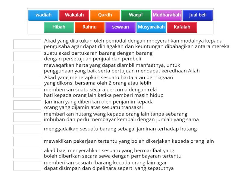 JENIS AKAD DALAM MUAMALAT ISLAM - Match up