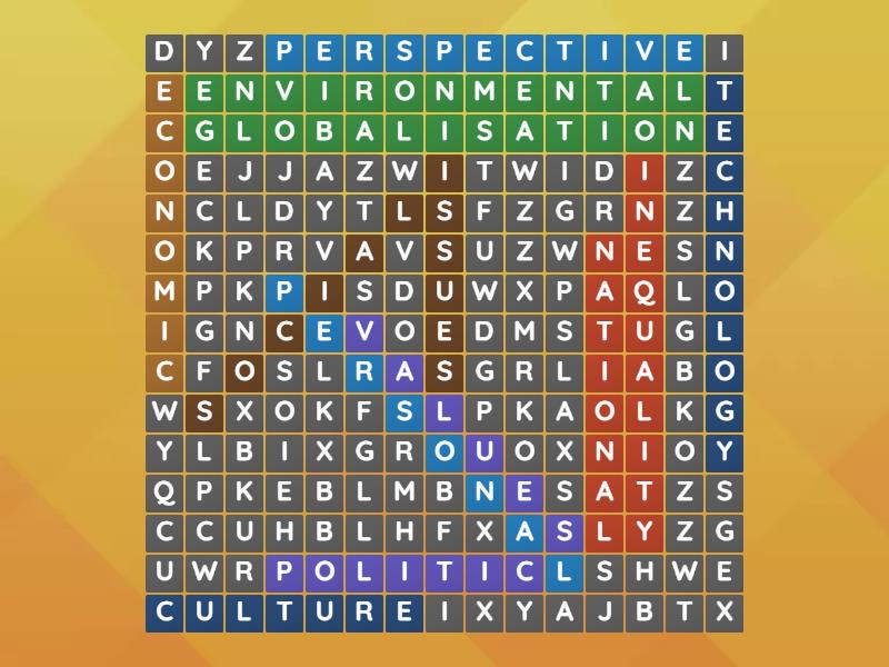 Getting know the vocabulary in Global Perspective - Wordsearch