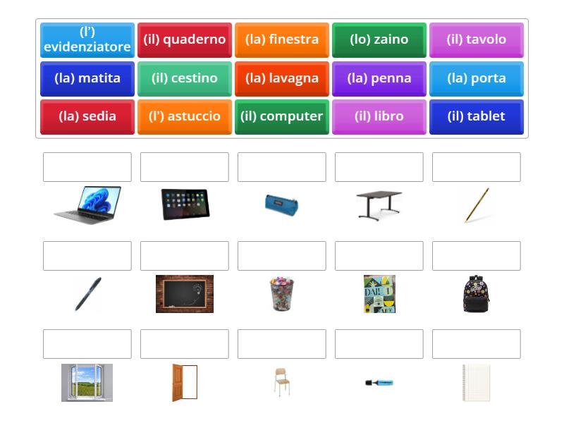 Gli oggetti della classe - Match up