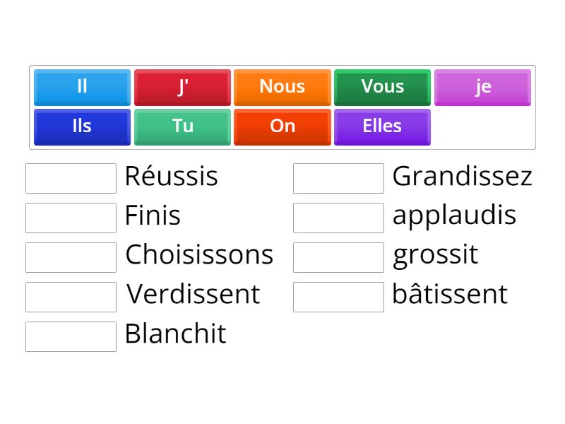 Les verbes du 2e groupe - Match up