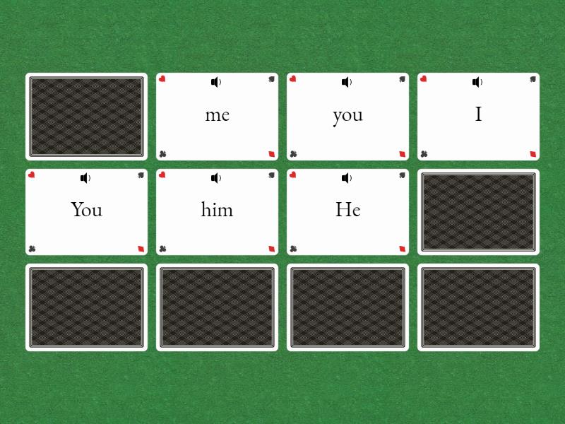 Pronouns: me, you, him, her, us, you, them - Matching pairs