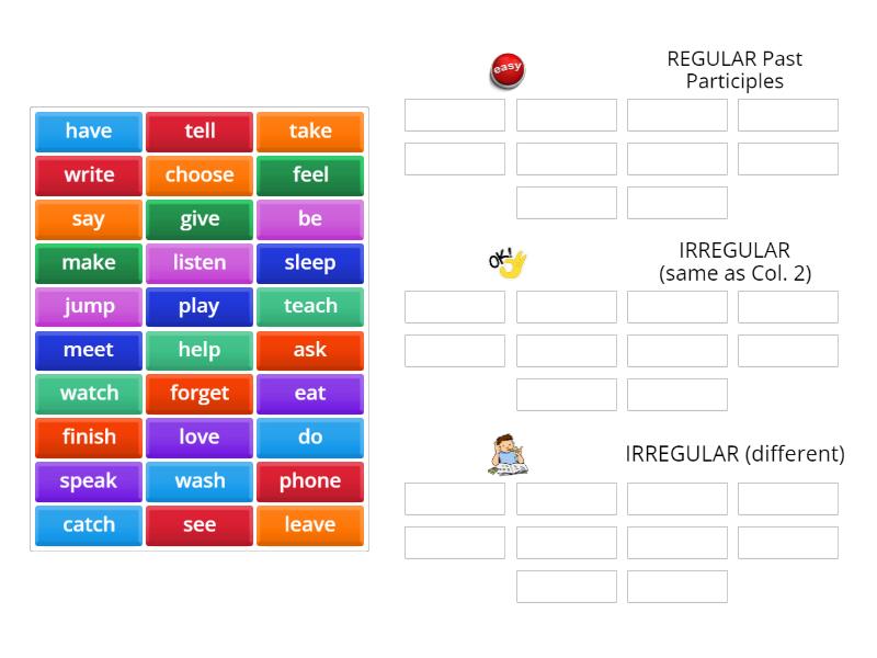 Past Participles (Regular & Irregular) - Ordenar por grupo