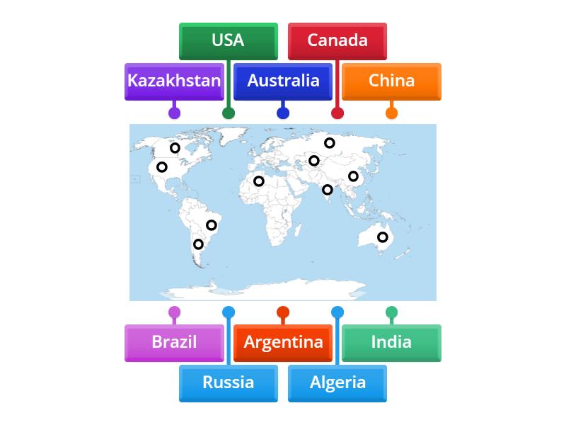 Can you place ALL the 10 BIGGEST countries in the World? - Labelled diagram